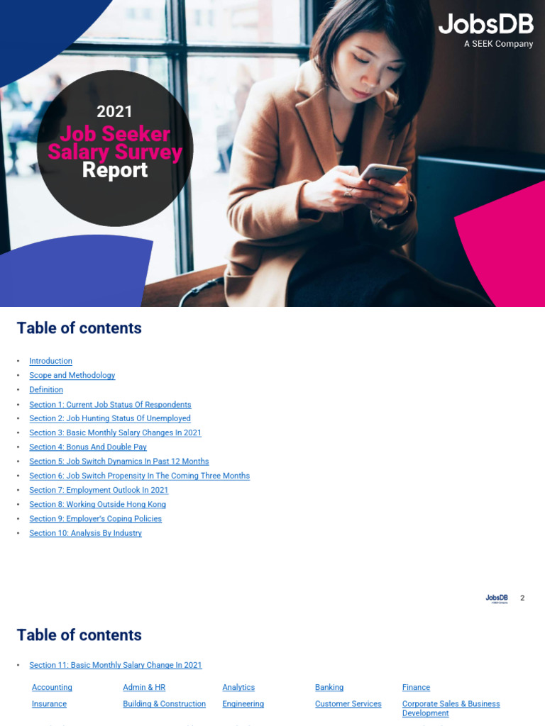 JobsDB HK 2021 Job Seeker Salary Survey Report | PDF | Salary | Data