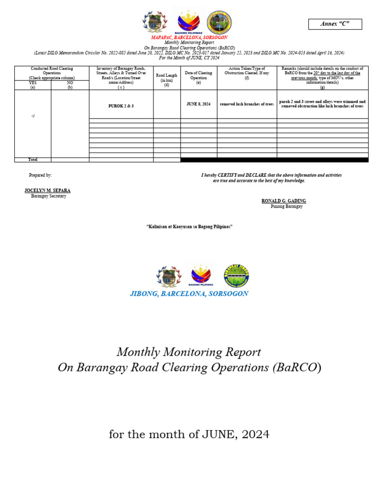BARCO REPORT Pob Central C1 AND COVER PAGE 2024 | PDF