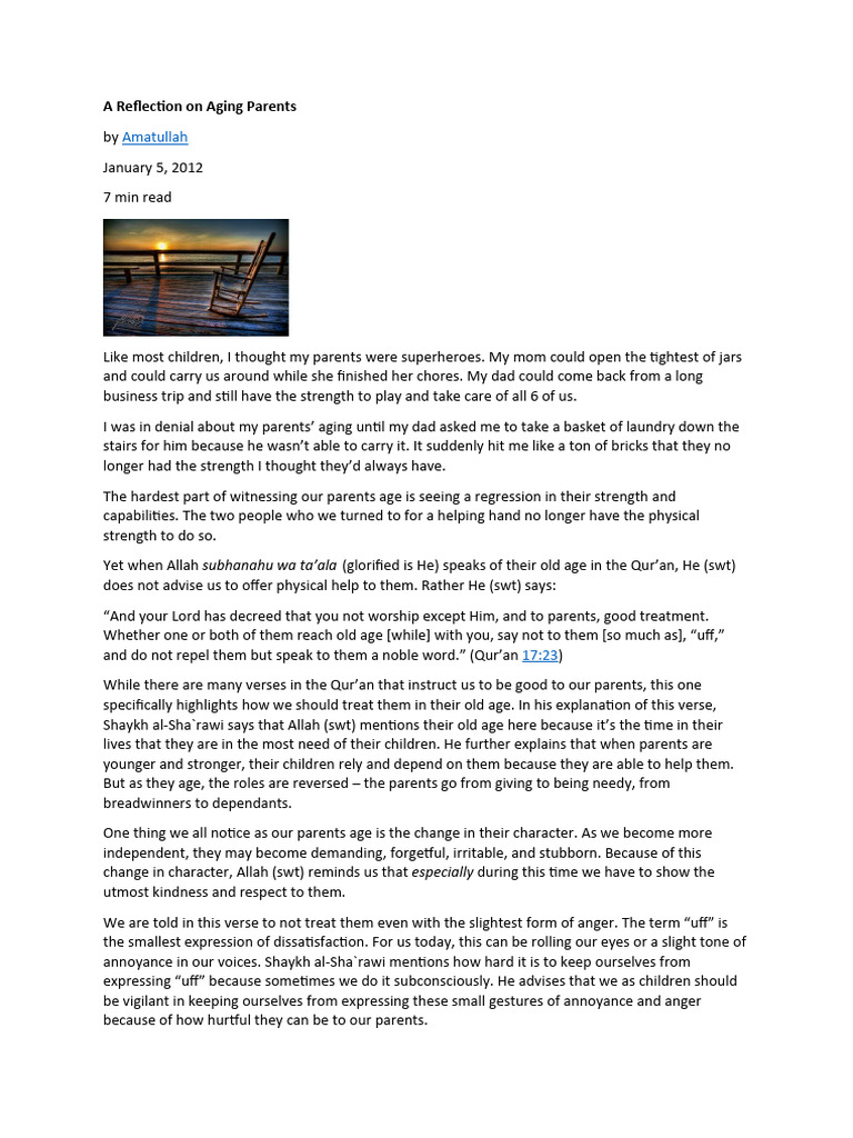 A Reflection On Aging Parents | PDF | God In Islam | Allah