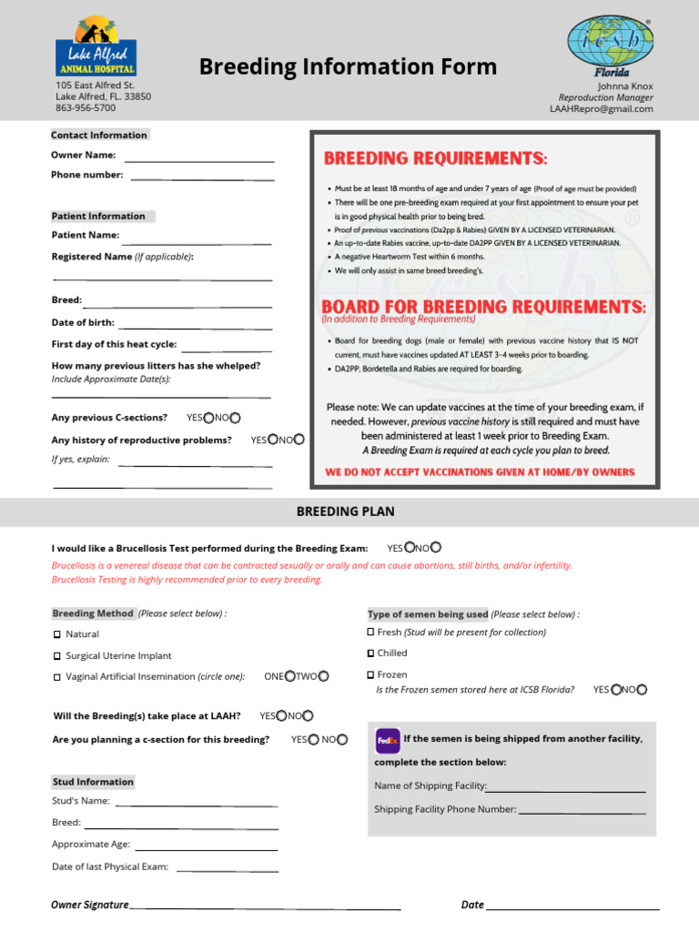 Breeding Form 2023 | PDF | Horse Breeding | Caesarean Section