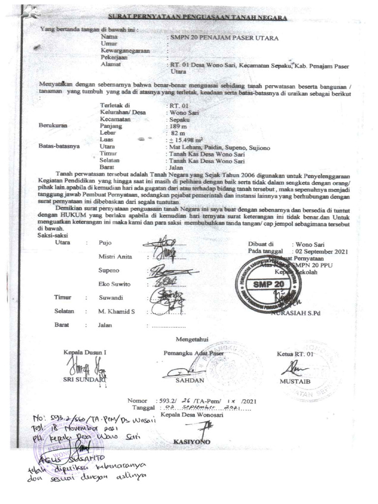 Segel Tanah SMPN 20 Ppu | PDF