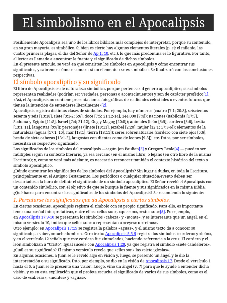 El Simbolismo En El Apocalipsis Pdf Libro De Revelación Daniel
