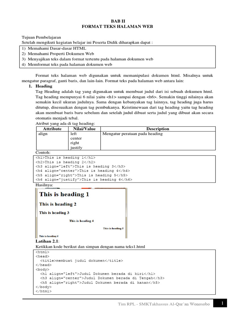 Bab Ii Format Teks Halaman Web | PDF | Karier & Perkembangan | Komputer