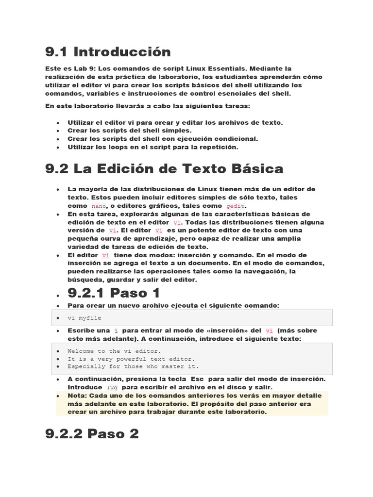 9.1 Introducción: Nano Gedit VI VI VI | PDF | Lenguaje de escritura ...