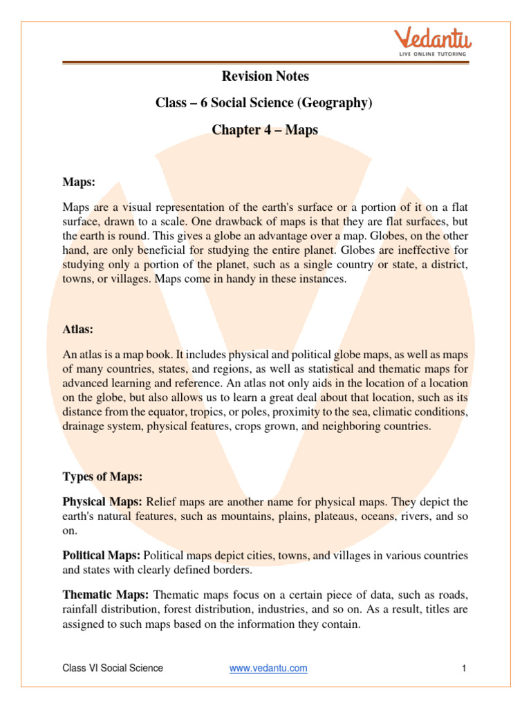 Maps Class 6 Notes CBSE Geography Chapter 4 (PDF) | PDF | Map | Cartography