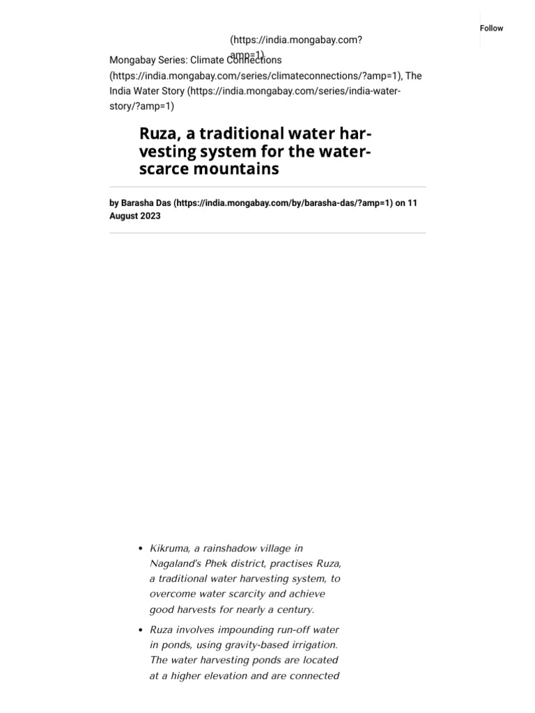 Ruza, A Traditional Water Harvesting System For The Water-Scarce ...