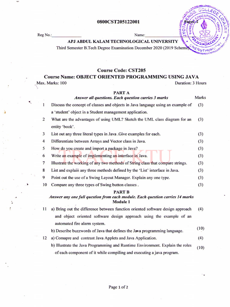 Cst205 Oopj, Dec 2020 | PDF | Method (Computer Programming) | Java ... Cst205 Oopj, Dec 2020 | PDF | Method (Computer Programming) | Java ...