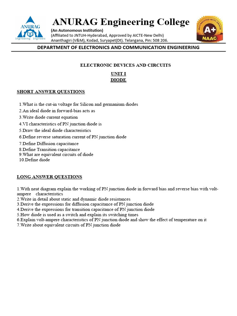 Edc Imp Questions | PDF | Field Effect Transistor | Mosfet
