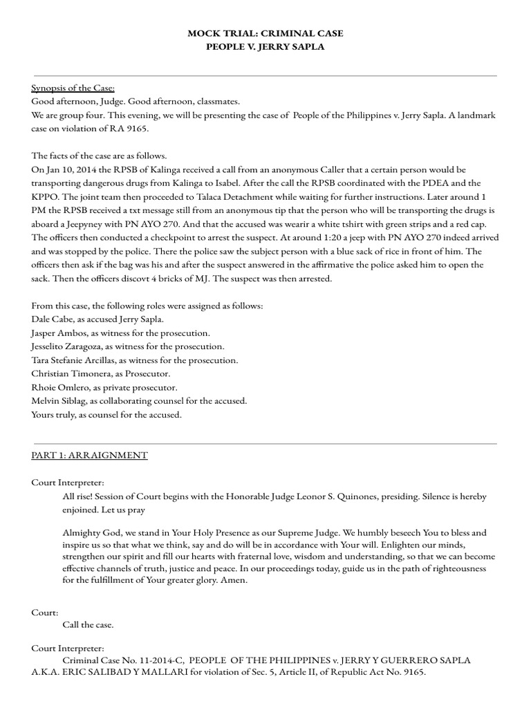 Script Criminal Case | PDF | Witness | Arrest