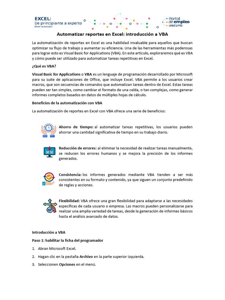 Automatizar Reportes en Excel Introducción A Vba | PDF | Visual Basic ...