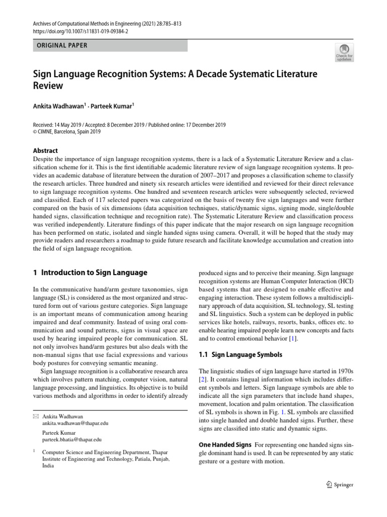 Sign Language Recognition Systems: A Decade Systematic Literature ...