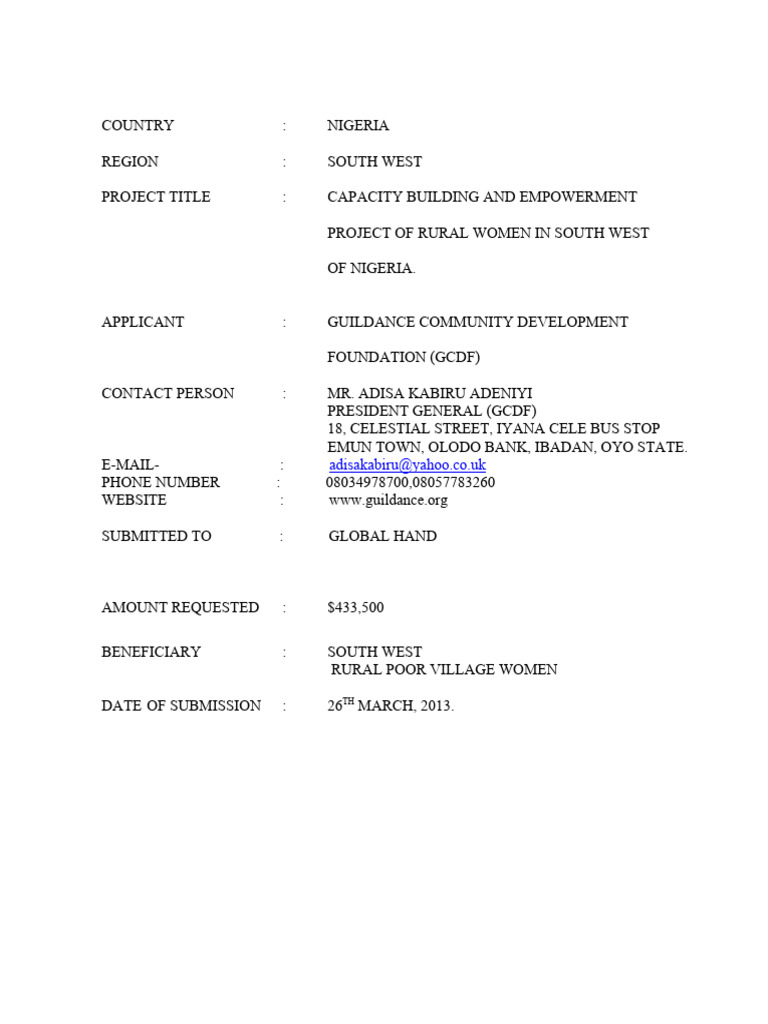 Microfinance Proposal For Global Hand | PDF | Microfinance | Interest