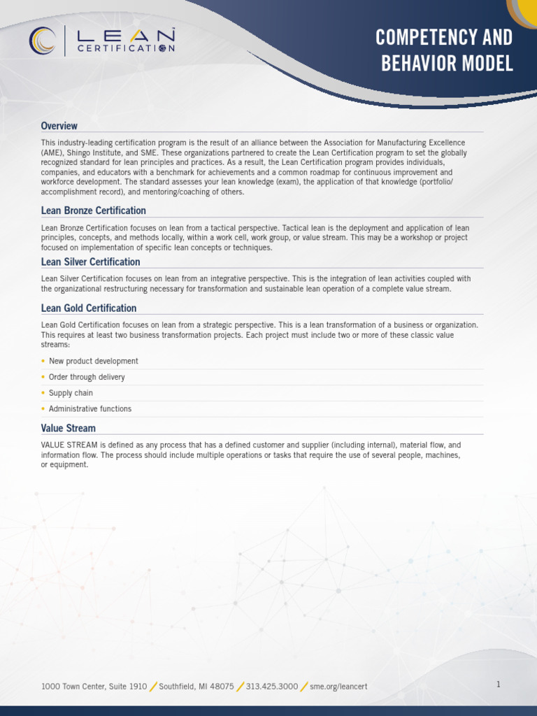 Lean Certification Competency and Behavior Model | PDF | Mentorship | Goal