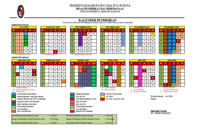 Kalender Pendidikan - XLSX Revisi - OK | PDF
