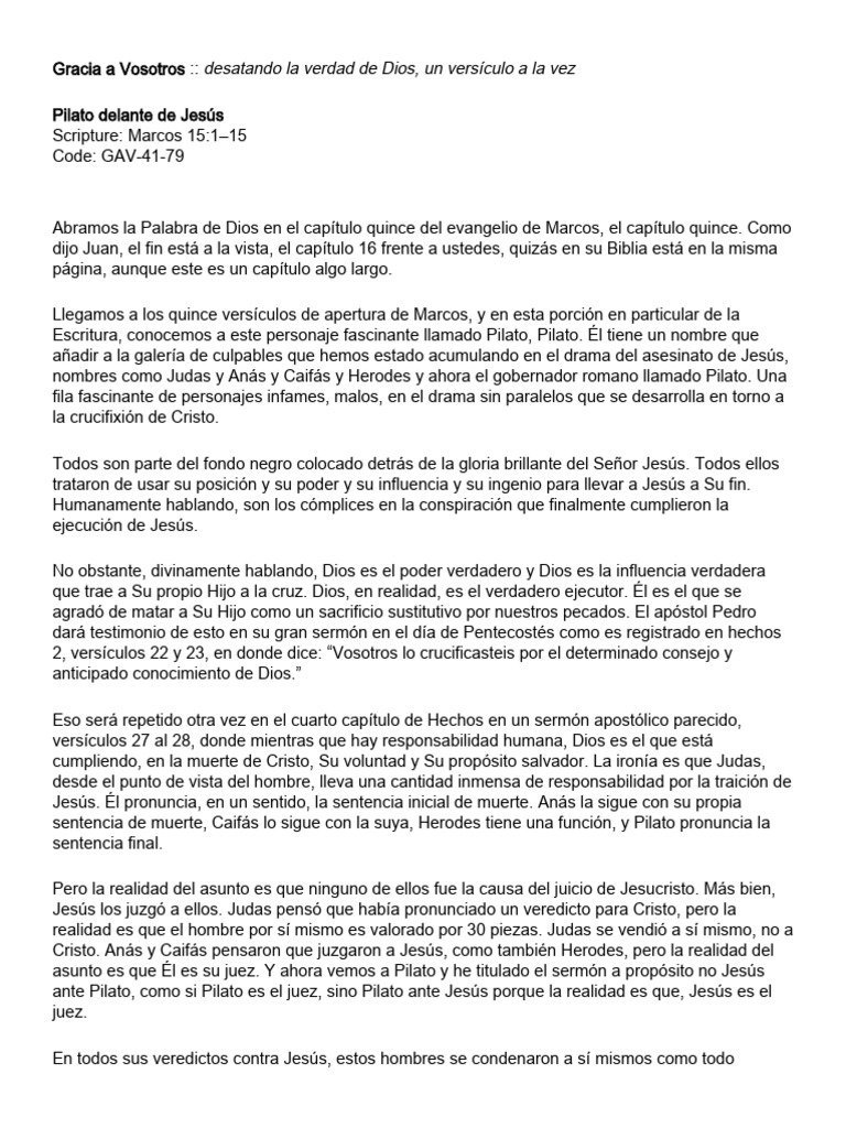 Pilato Delante de Jesús May. 16 2024 | PDF | Jesús | Poncio Pilato