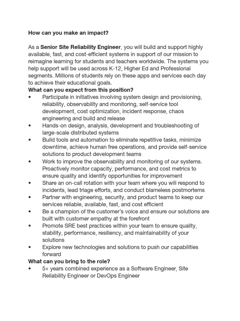 6327 - Site Reliability Engineer | PDF | Reliability Engineering ...