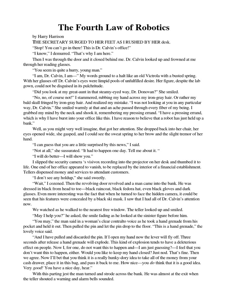Harry Harrison - The Fourth Law of Robotics | PDF | Robot | Robotics