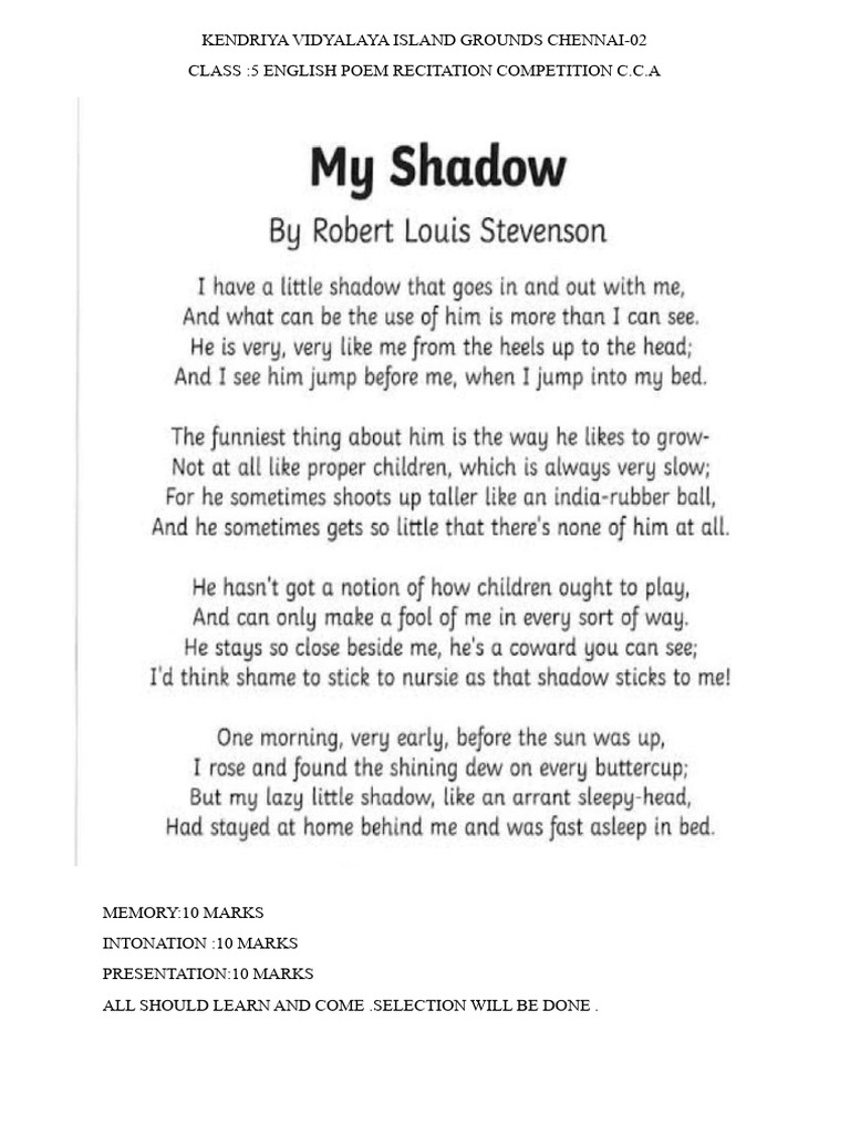 Class 5 English Poem Recitation | PDF