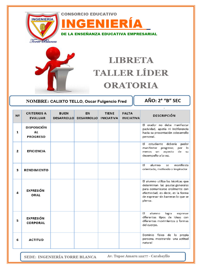 Libreta Oratoria 2 B Secundaria | PDF