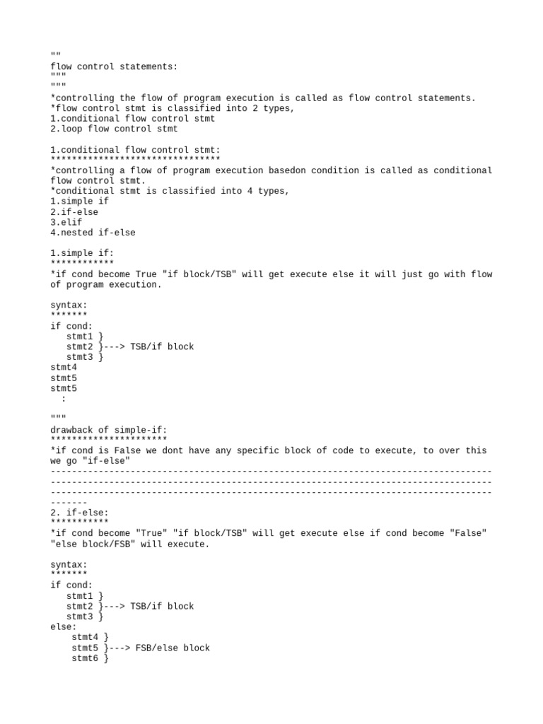 Conditional Flow Control Defination With Syntax | PDF | Control Flow | Computer Programming
