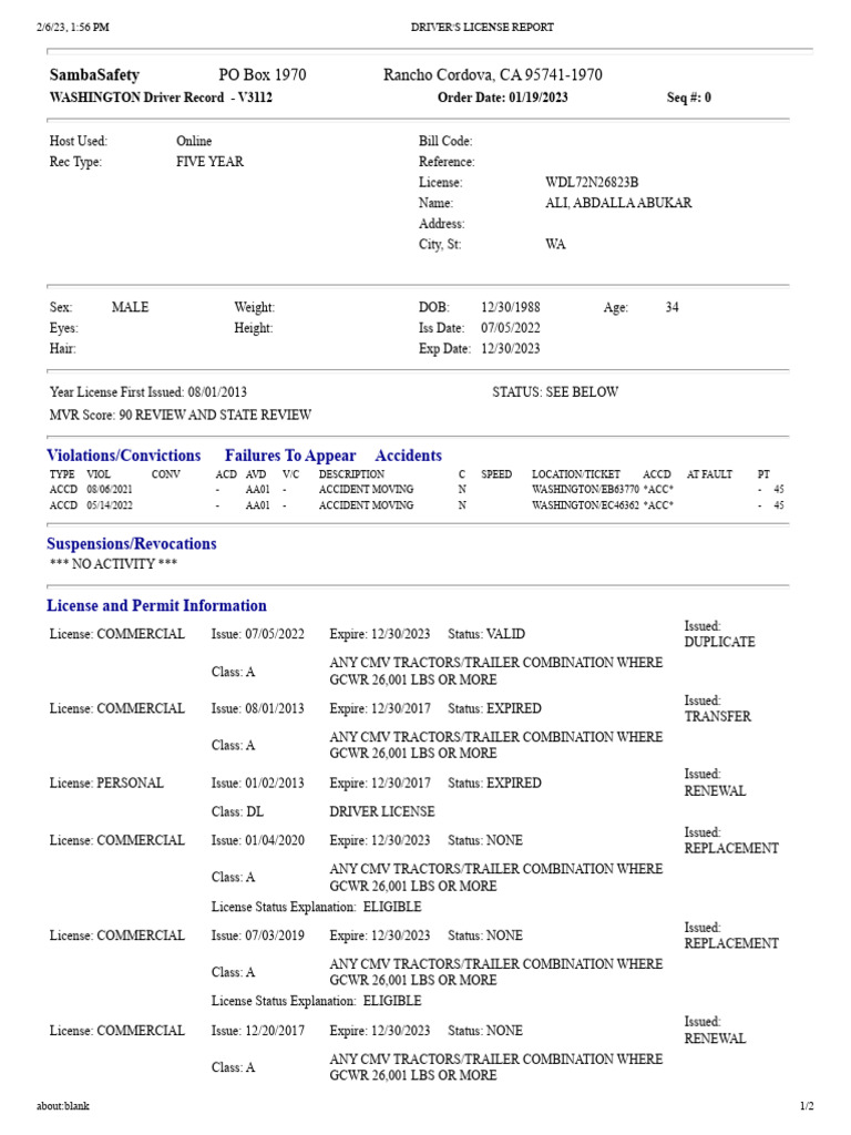 DRIVER'S LICENSE REPORT | PDF | Transport | Vehicles