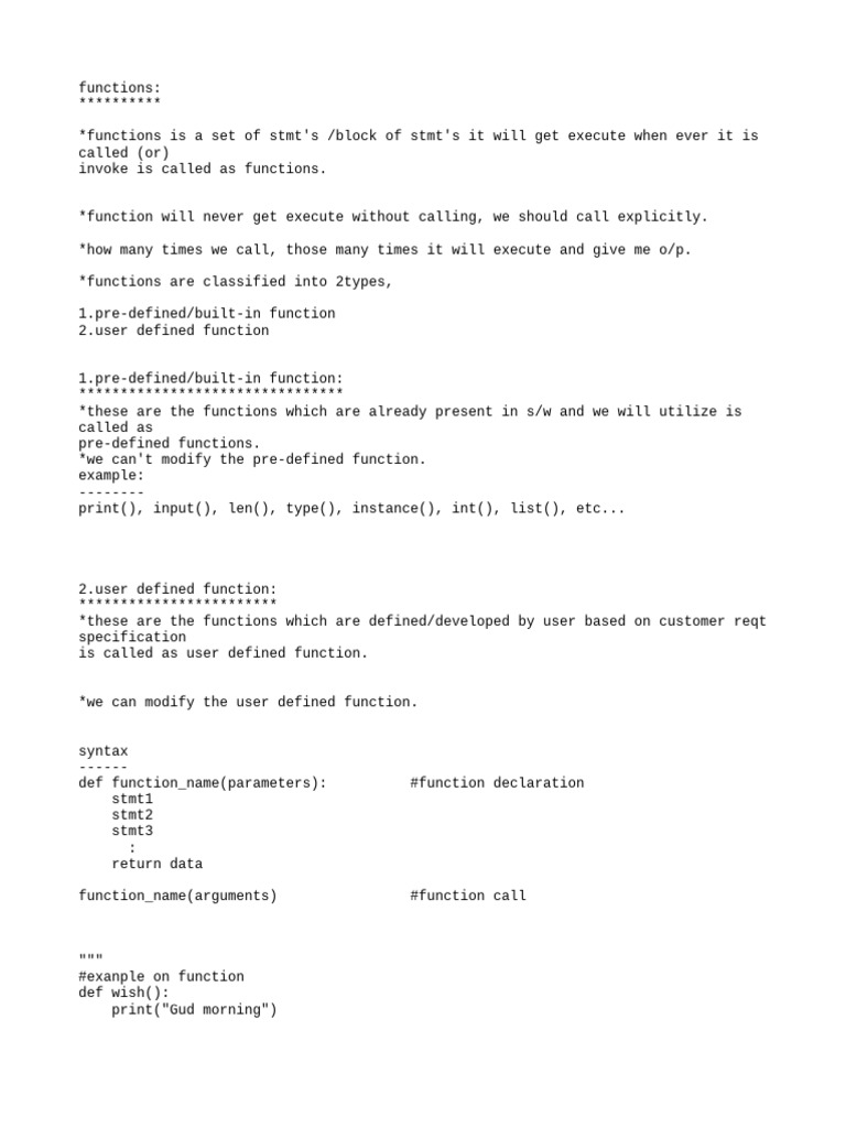 Function Full Complete Theory Notes | PDF | Parameter (Computer ...
