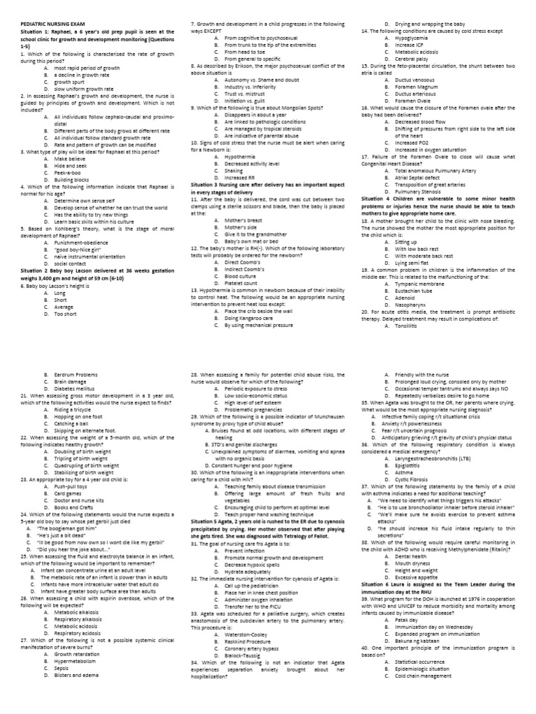 Pediatric Nursing Exam Pdf Asthma Heart