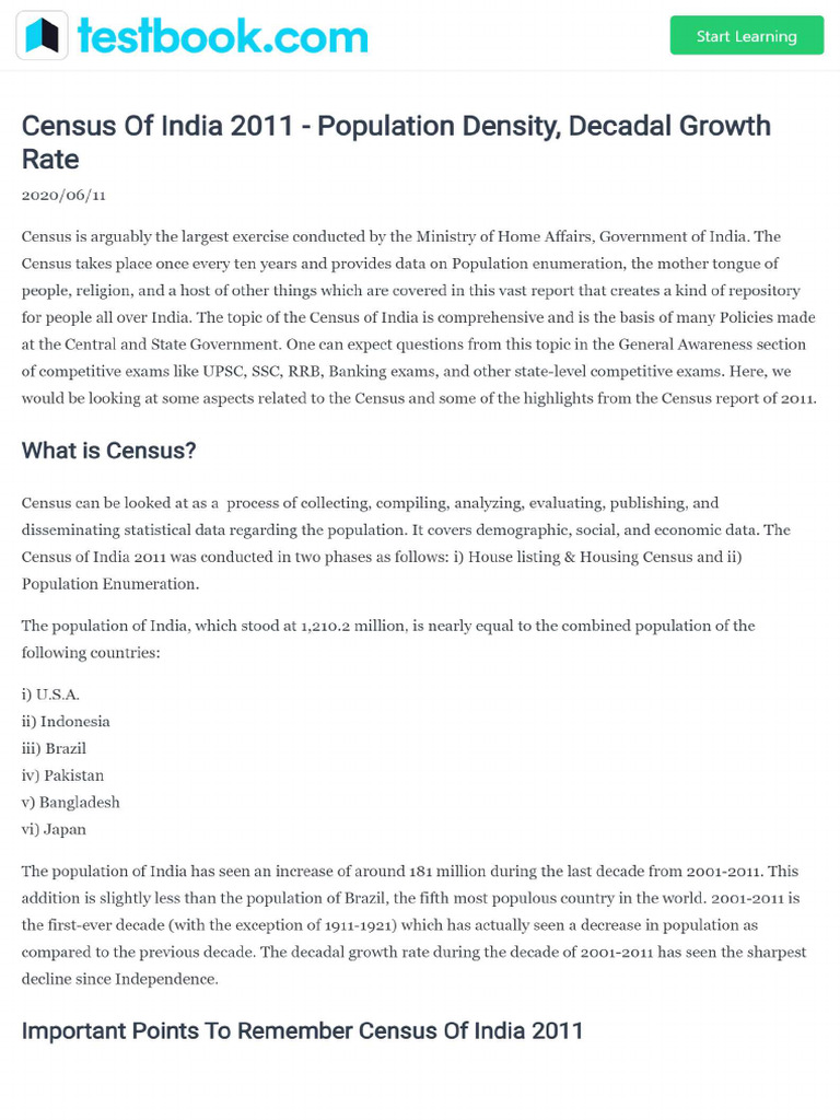 Census of India 2011 | PDF