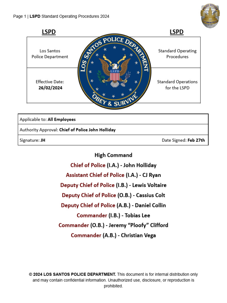 LSPD General Handbook 2024 | Download Free PDF | Police Dog | Police