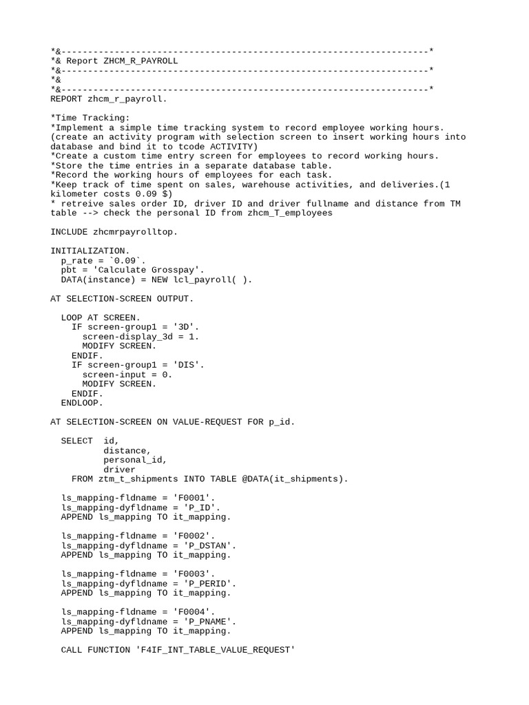 Calculate Grosspay Sap Dev Edition | PDF | Computer Programming | Computing