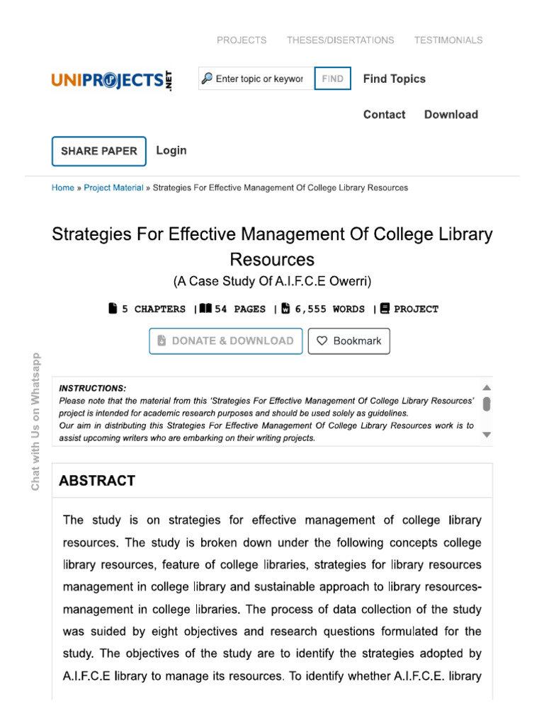 Strategies For Effective Management of College Library Resources | PDF