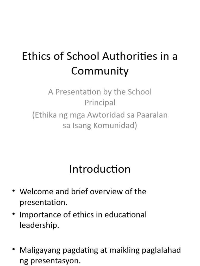 Ethics of School Authorities Presentation | PDF