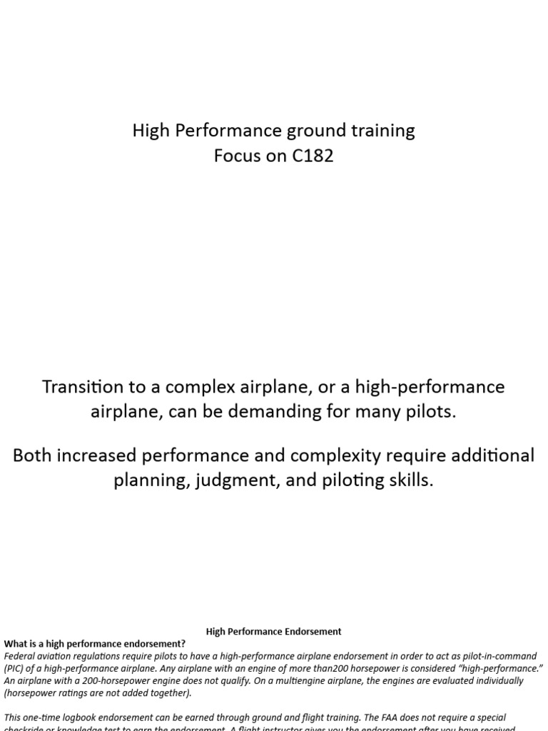 C182 HighPerformance Constant Speed Prop Transition v2 | PDF | Aircraft ...