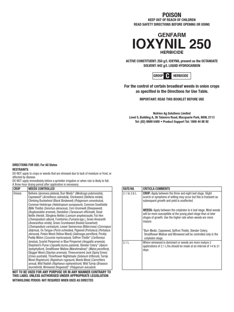 Label - GNF Ioxynil 250 Herbicide | PDF | Herbicide | Waste Management