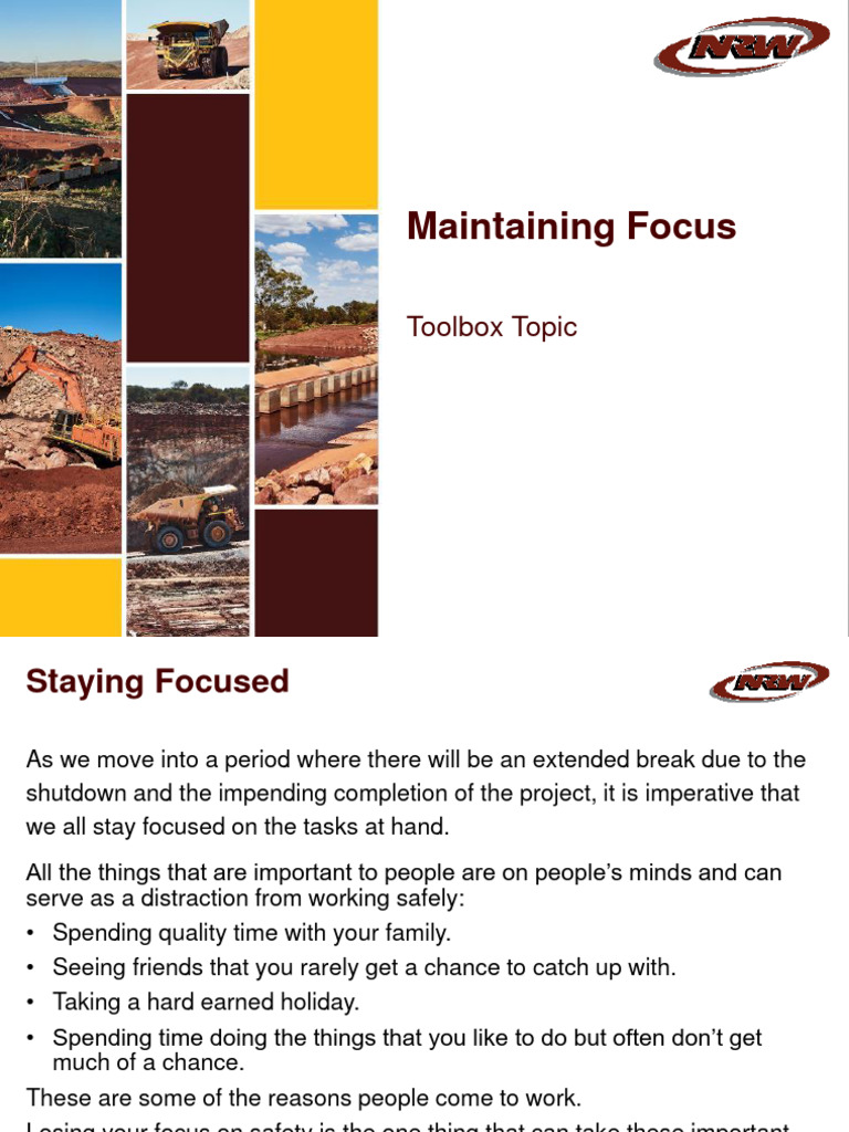 Maintaining Focus - Toolbox | PDF | Risk | Psychology