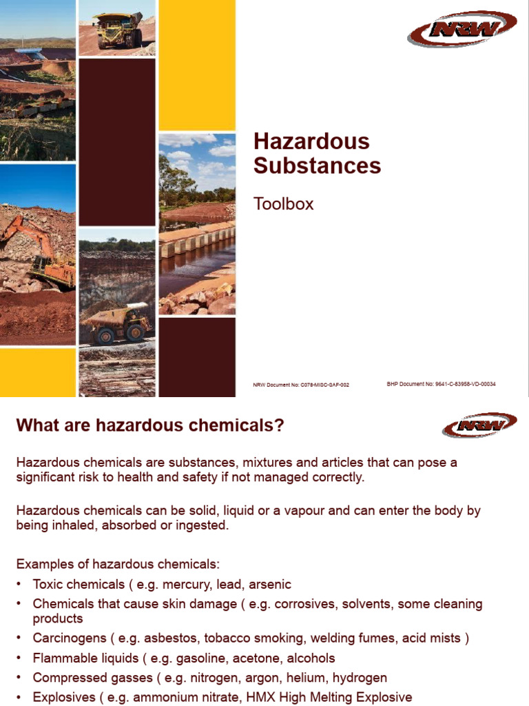 Hazardous Chemicals - Toolbox | PDF | Dangerous Goods | Oil Spill