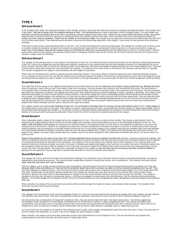 Enneagram Types Subtype | PDF | Enneagram Of Personality | Experience Enneagram Types Subtype | PDF | Enneagram Of Personality | Experience