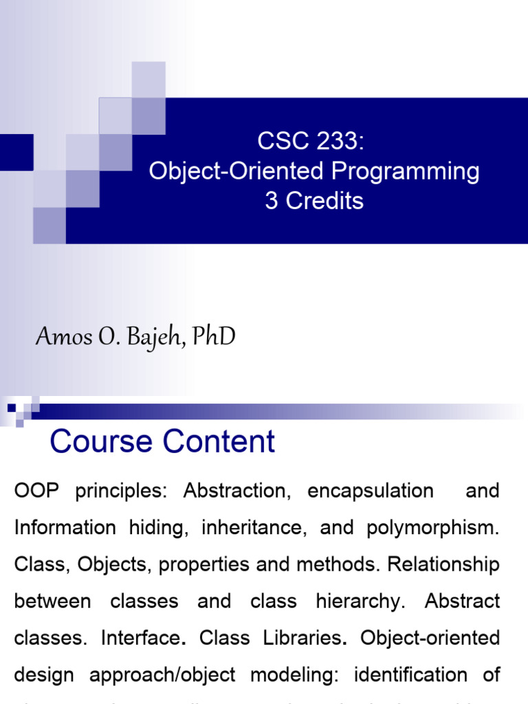 Csc 233 Lecture Slides Pdf Object Oriented Programming Class Computer Programming