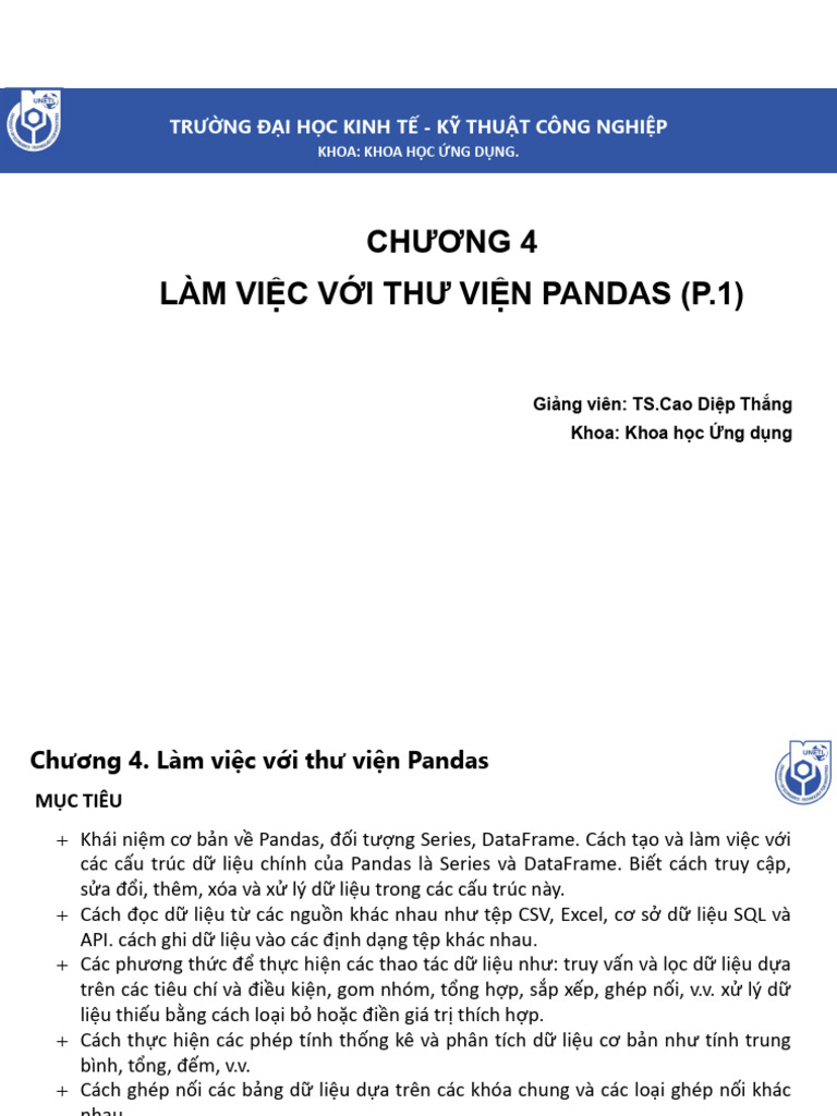 Chuong 4 Python NC p1 Pandas | PDF