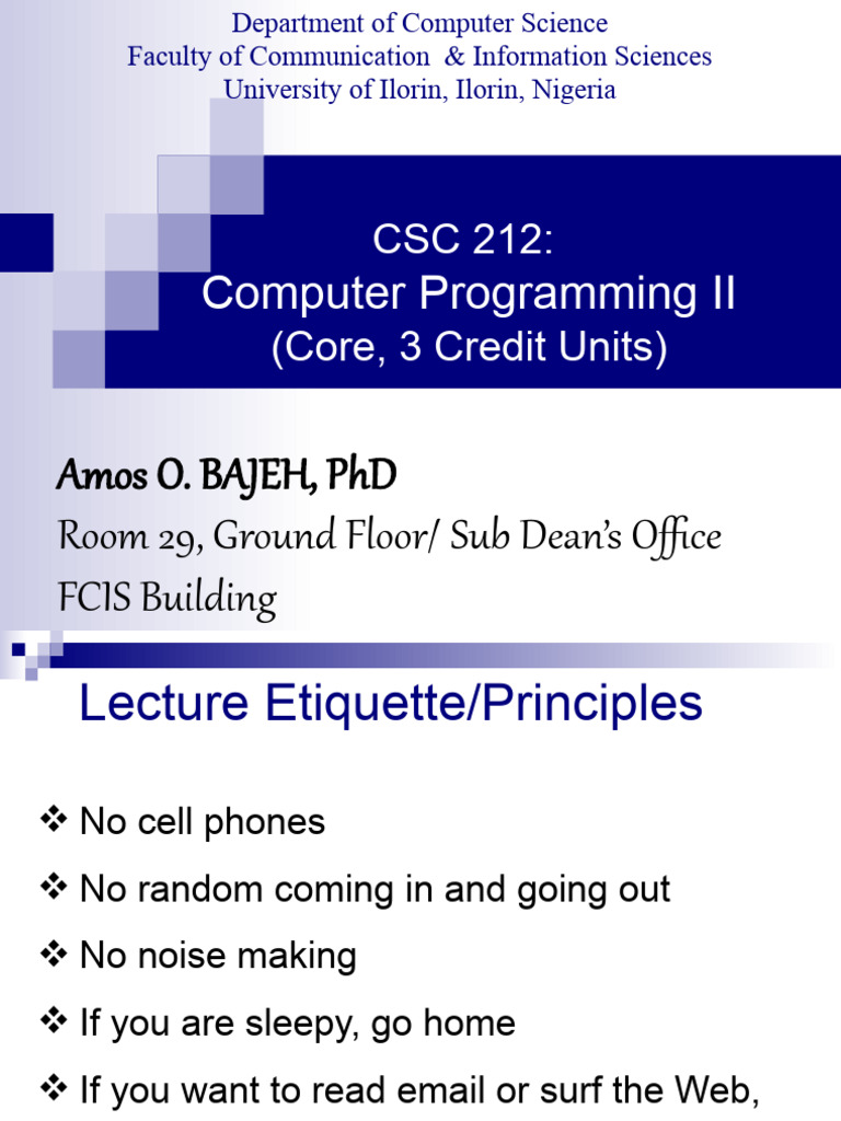 CSC 212 Lecture Slides Module | PDF | Parameter (Computer Programming ... CSC 212 Lecture Slides Module | PDF | Parameter (Computer Programming ...