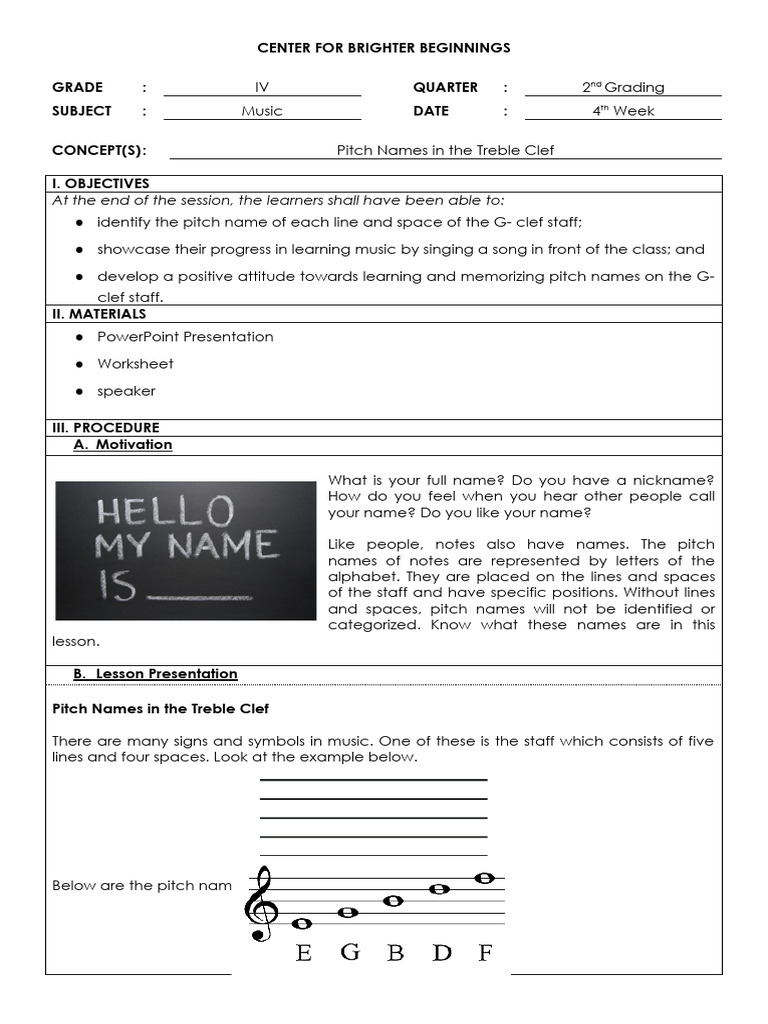 G4 Music Q2 Lp Pitch Names In The Treble Clef Download Free