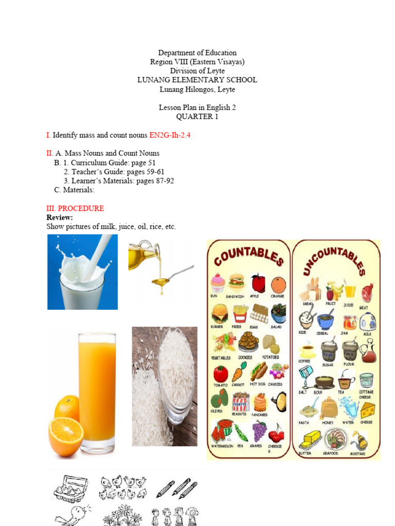 English 2 Lesson Plan: Nouns Guide | PDF | Pancake | Noun