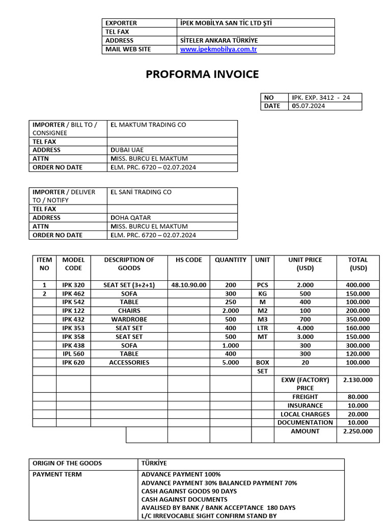 proforma invoice | Download Free PDF | Freight Transport