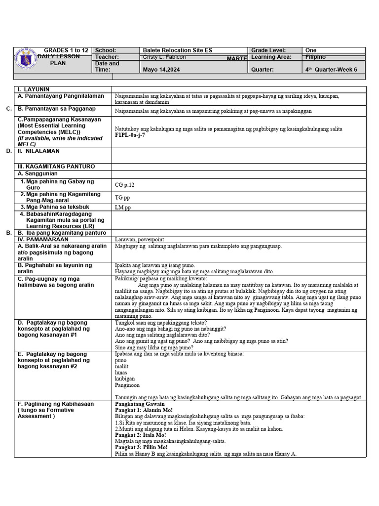 q4 w7 Filipino | PDF