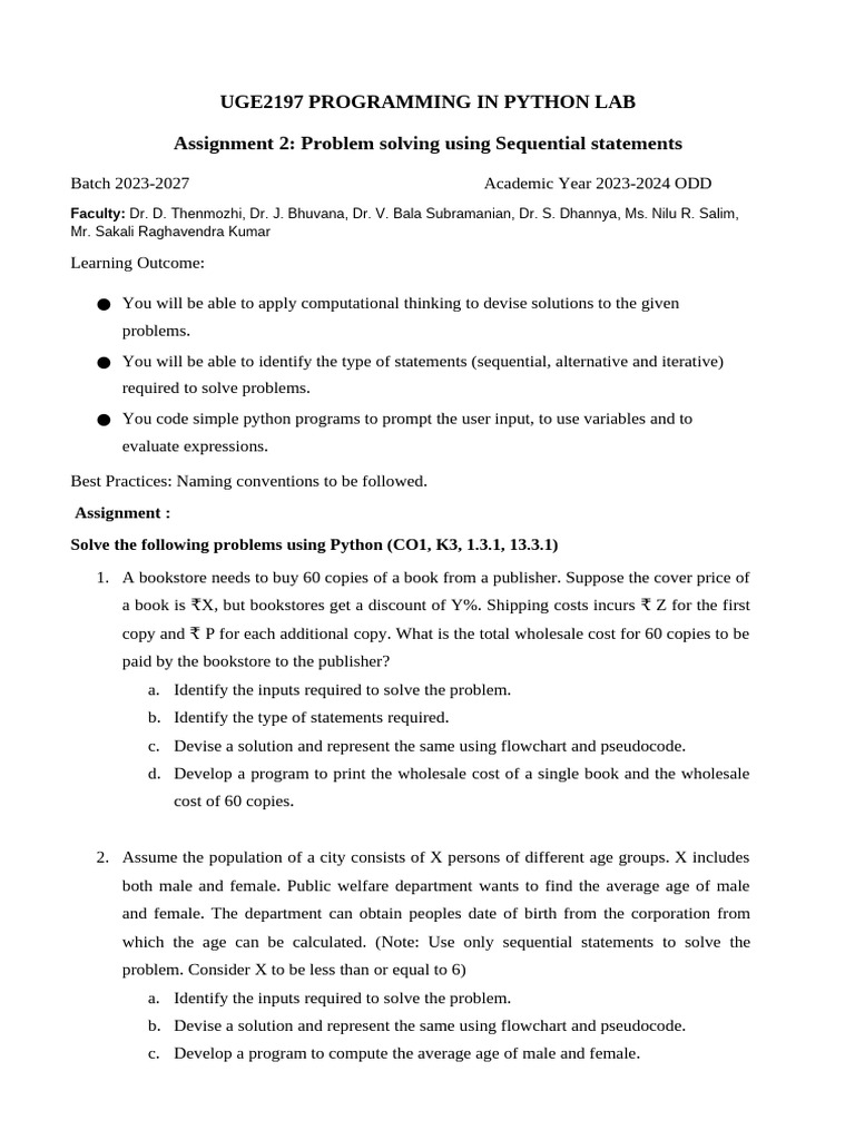 Ex2- Sequential Statements | PDF | Computer Science | Computer Programming