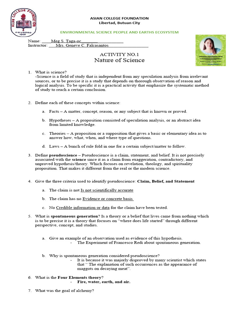 Environmental Science Activity 1 | PDF | Experiment | Hypothesis