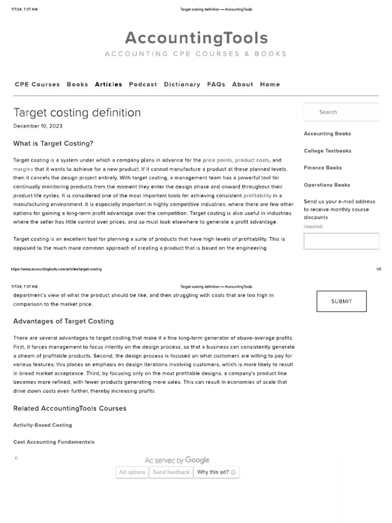 Target Costing | PDF