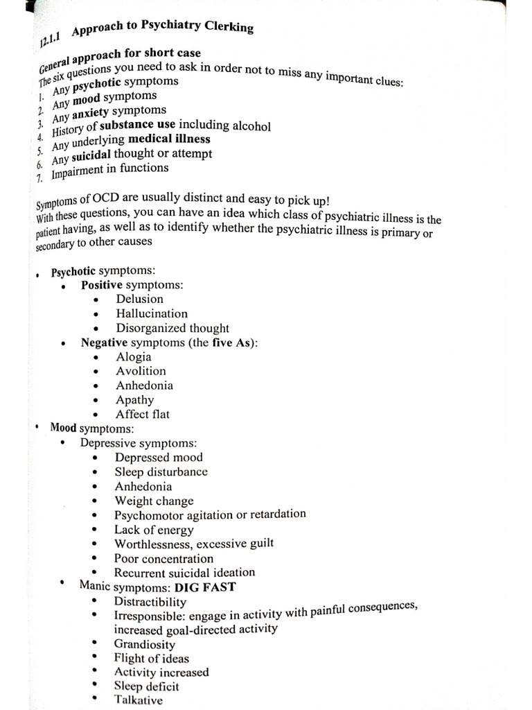 Psychiatry Simple Notes | PDF