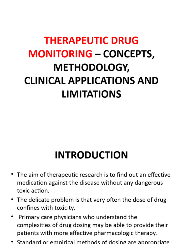 Therapeutic Drug Monitoring Overview | PDF | Dose (Biochemistry ...