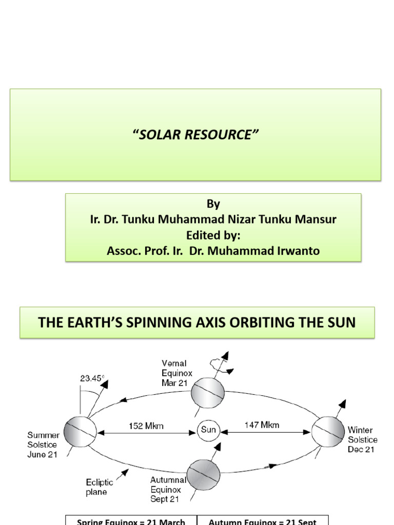 02-Solar Resources | PDF | Equator | Sun
